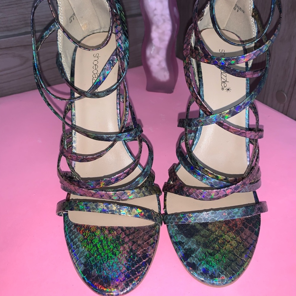 Colorful, Snake Skin, Holographic Heels - Gem